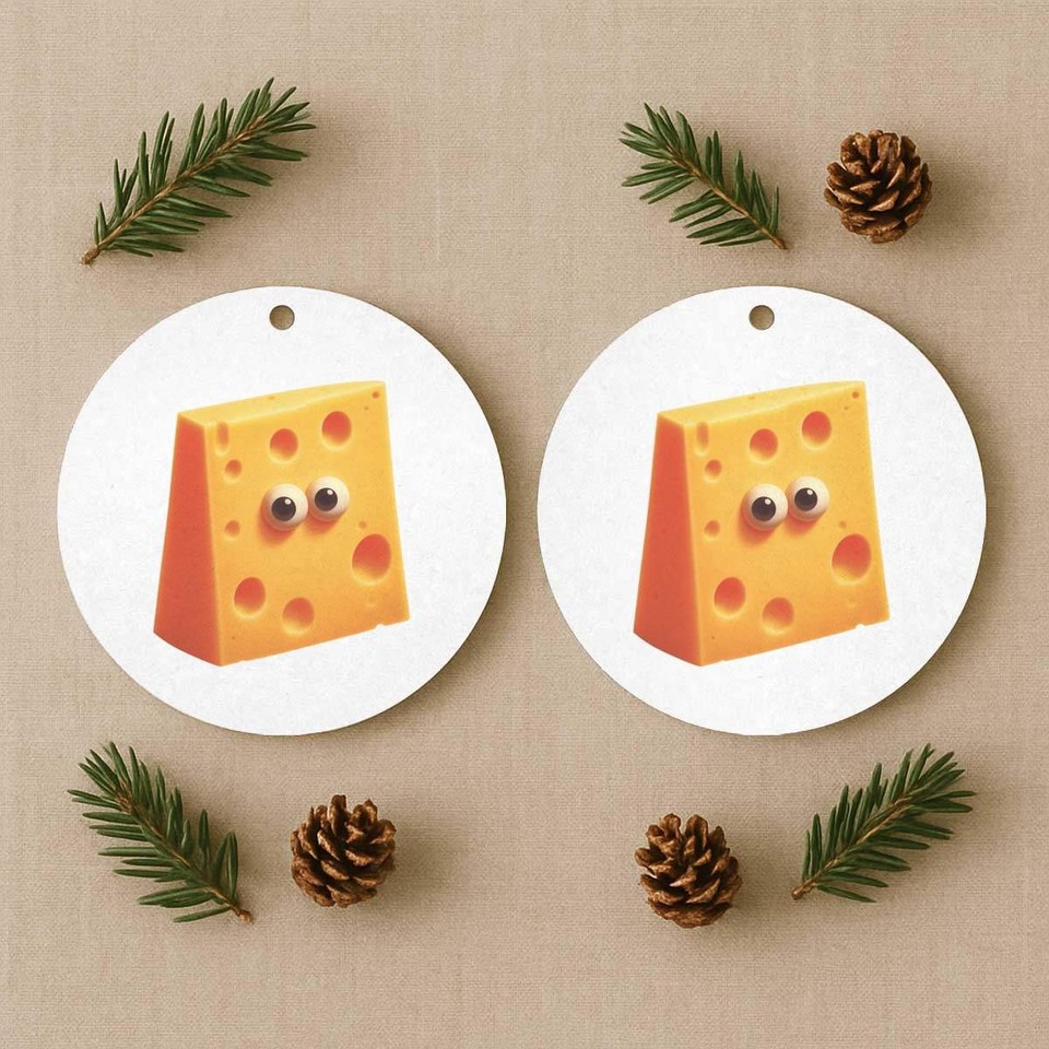 2 x 70mm 'Funny Cheese Wedge' Flat Christmas Baubles (CB00132995) | eBay
