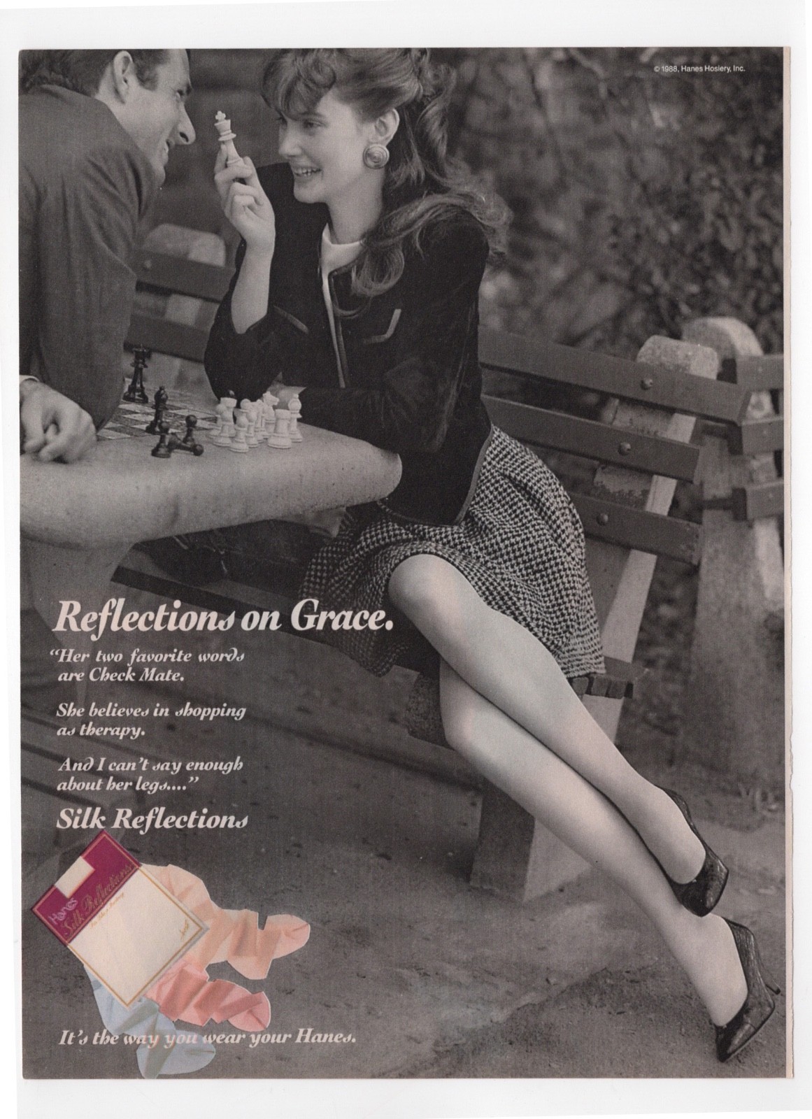 vintage 1980s mag print ad Silk Reflections Hanes pantyhose fashion sexy legs | eBay