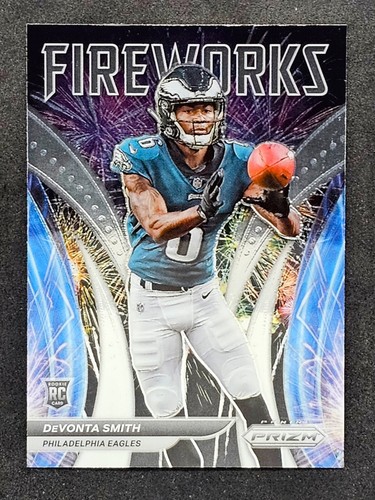 2021 Prizm Fireworks DEVONTA SMITH RC Football Card F-12 Philadelphia ...