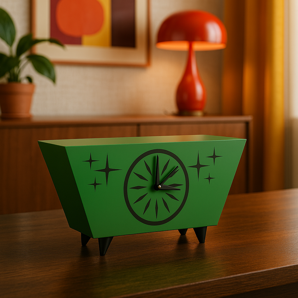 Starburst Radiant Desk Clock Mid Century Modern Space Age Retro Atomic ...