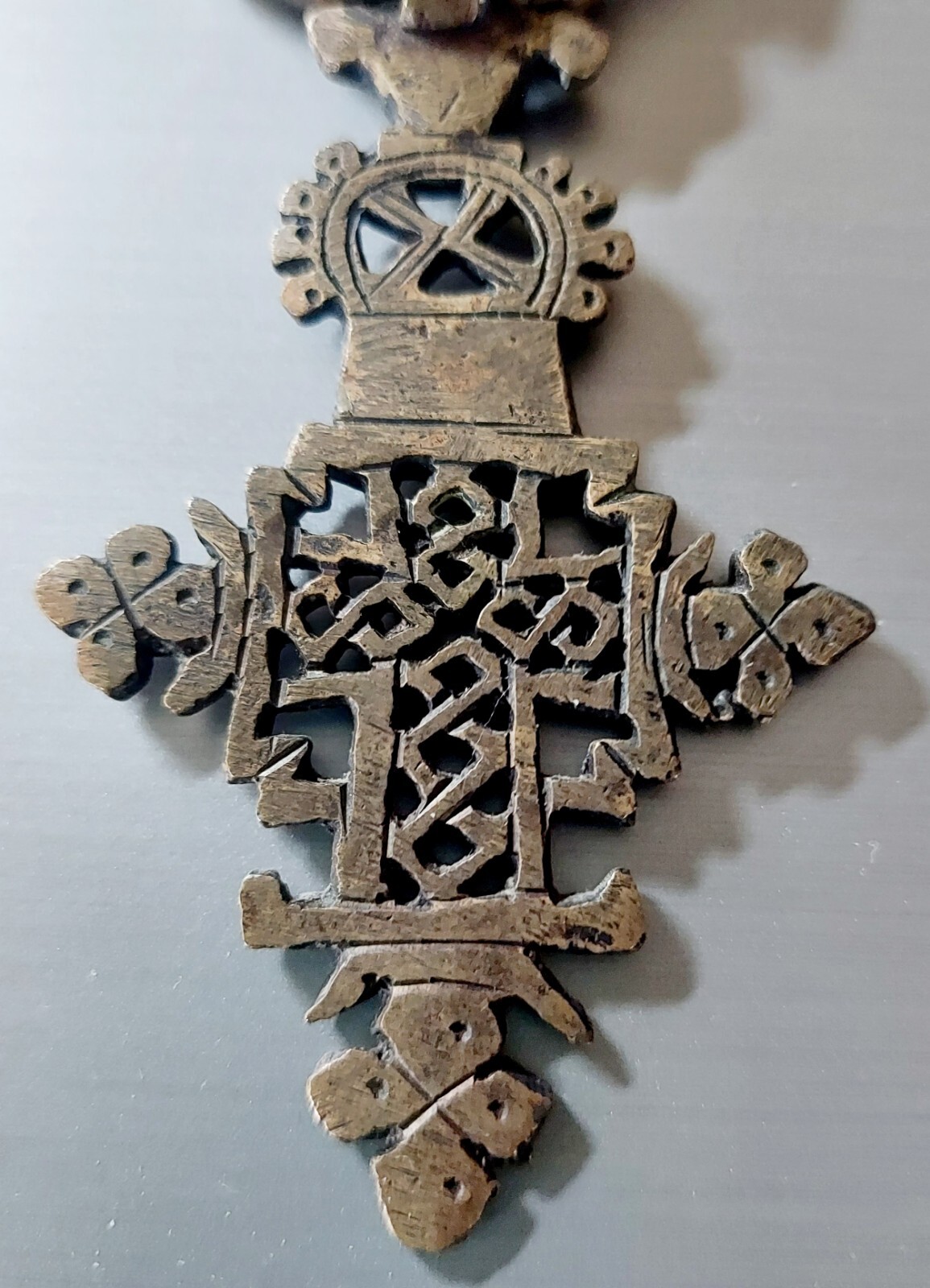 Ethiopian Coptic Cross Pendant Necklace - Gem