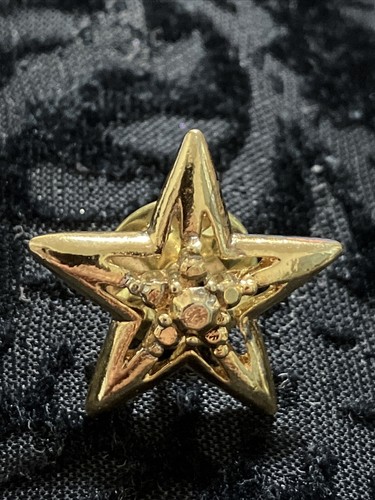 VTG AWESOME Goldtone 5 Point Five Star Studs Lapel Pin Military Style ...