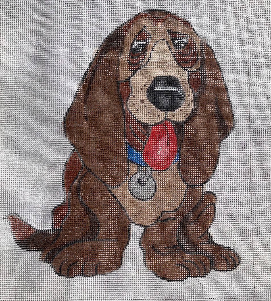 Handpainted needlepoint cartoon Basset Hound Dog Donna 11” X 13” | eBay