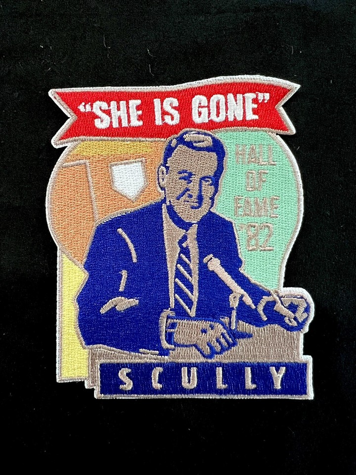 RARE Vin Scully HOF Broadcaster LA Dodgers 4in. Iron Sew On Embroidered ...
