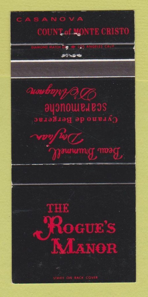 Matchbook Cover - Rogue's Manor Statler Hilton Washington DC WEAR 30 ...