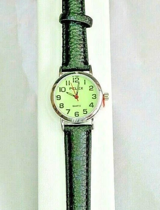 Ladies Easy Read Watch with Luminous Dial & Faux Leather Strap by Pelex ...