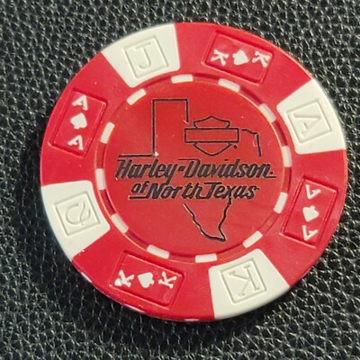 HD OF NORTH TEXAS ~ TEXAS (Red AKQJ) Harley Davidson Poker Chip (CLOSED ...