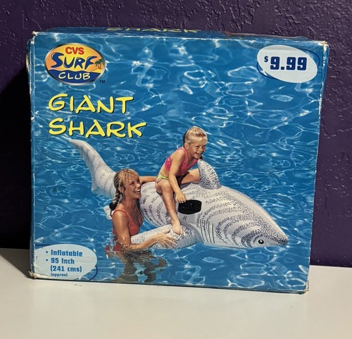 VTG CVS Surf Club Inflatable Ride On Tiger Shark Pool Float 95" Giant Intex 90s | eBay