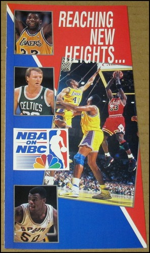 1991 NBA on NBC Print Ad Advertisement Michael Jordan Larry Bird Magic ...
