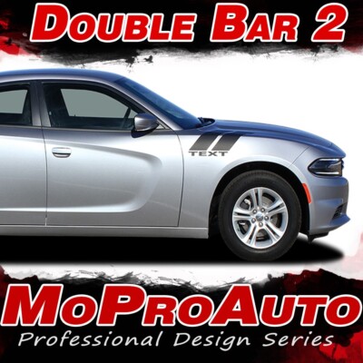 2015-2020 Dodge Charger Hood Hash DOUBLE BAR Side Decals Graphics 3M ...