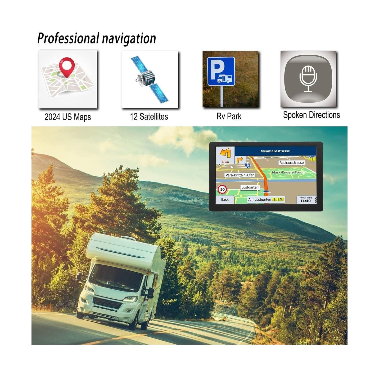 LOVPOI GPS Navigation for Truck Car, 9 inch Trucker GPS for Semi Truck ...