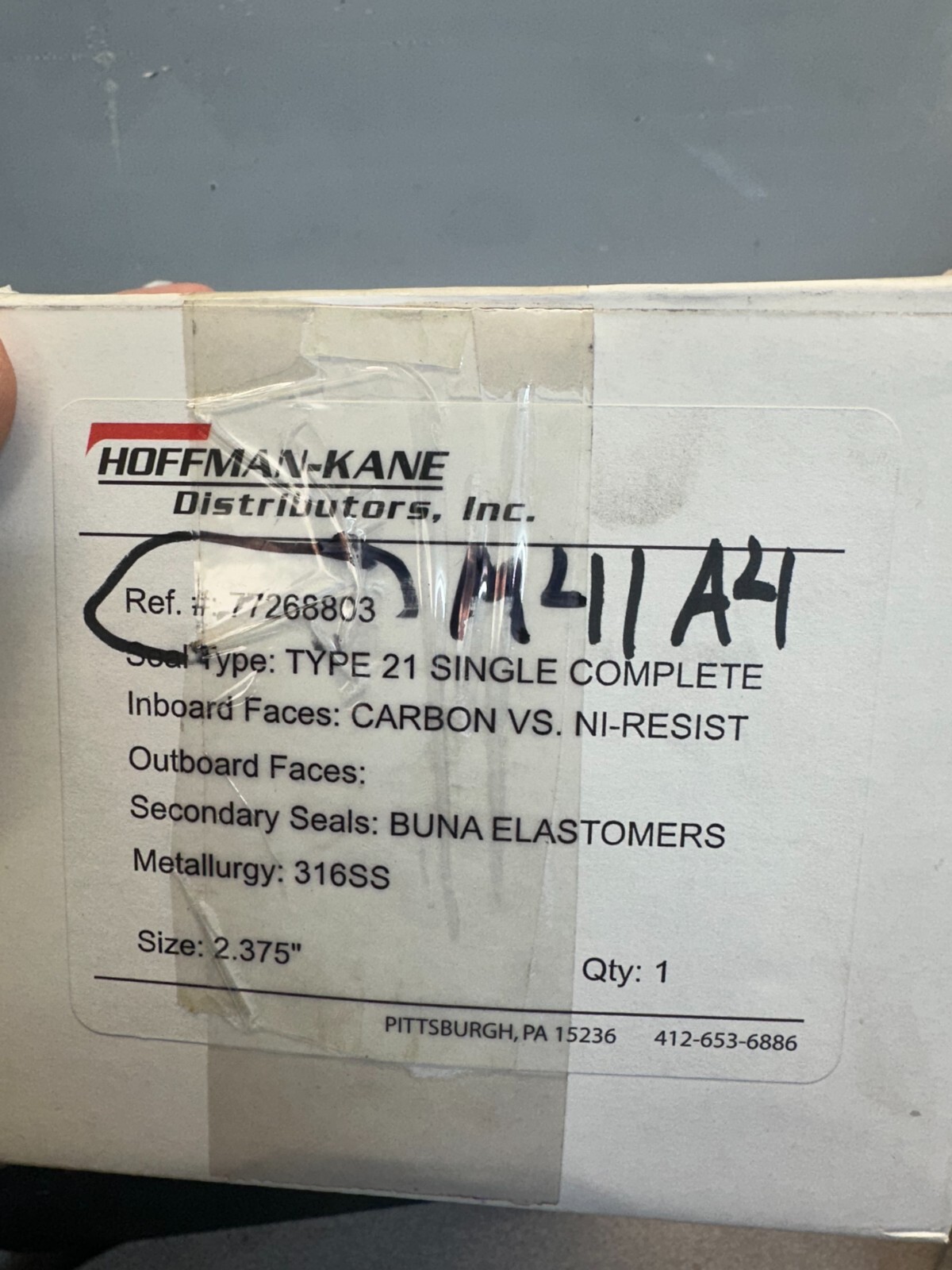 HOFFMAN-KANE 77268803 MECHANICAL SEAL TYPE: 21 SINGLE COMPLETE, SIZE 2 ...