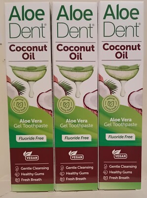 ALOE DENT ALOE VERA TRIPLE ACTION COCONUT TOOTHPASTE 100ML X 3 BBE 09/ ...