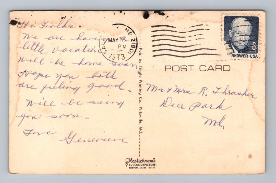 Greetings from BETHANY BEACH Delaware Vintage Postcard 1973 | eBay