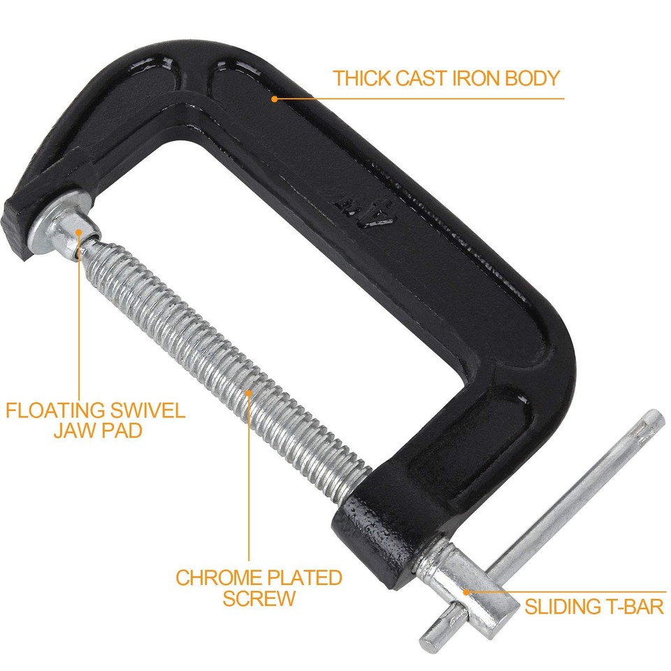 6 PCS C-Clamps 4 Inch Heavy Duty Steel C Clamp - Industrial Strength C ...