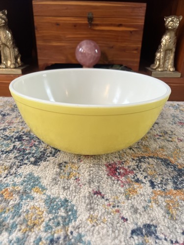 Vtg MCM Yellow PYREX Large Nesting Mixing Bowl 4 QT #404 Primary Color ...