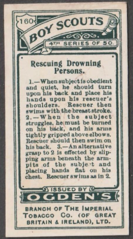 Ogden's, Boy Scouts, 1913, 4th Series, Green Backs, No 160, Rescuing ...