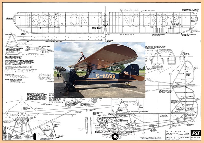 FSI Model Airplane Plans (FF): Aeronca C-3 1/16 Scale 27" Monoplane ...
