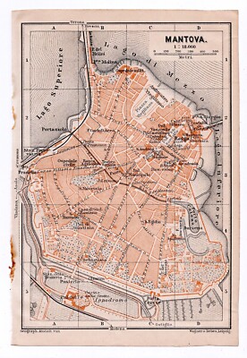 1909 Mantua, Mantova, Lombardy, Italy, Antique Map | eBay