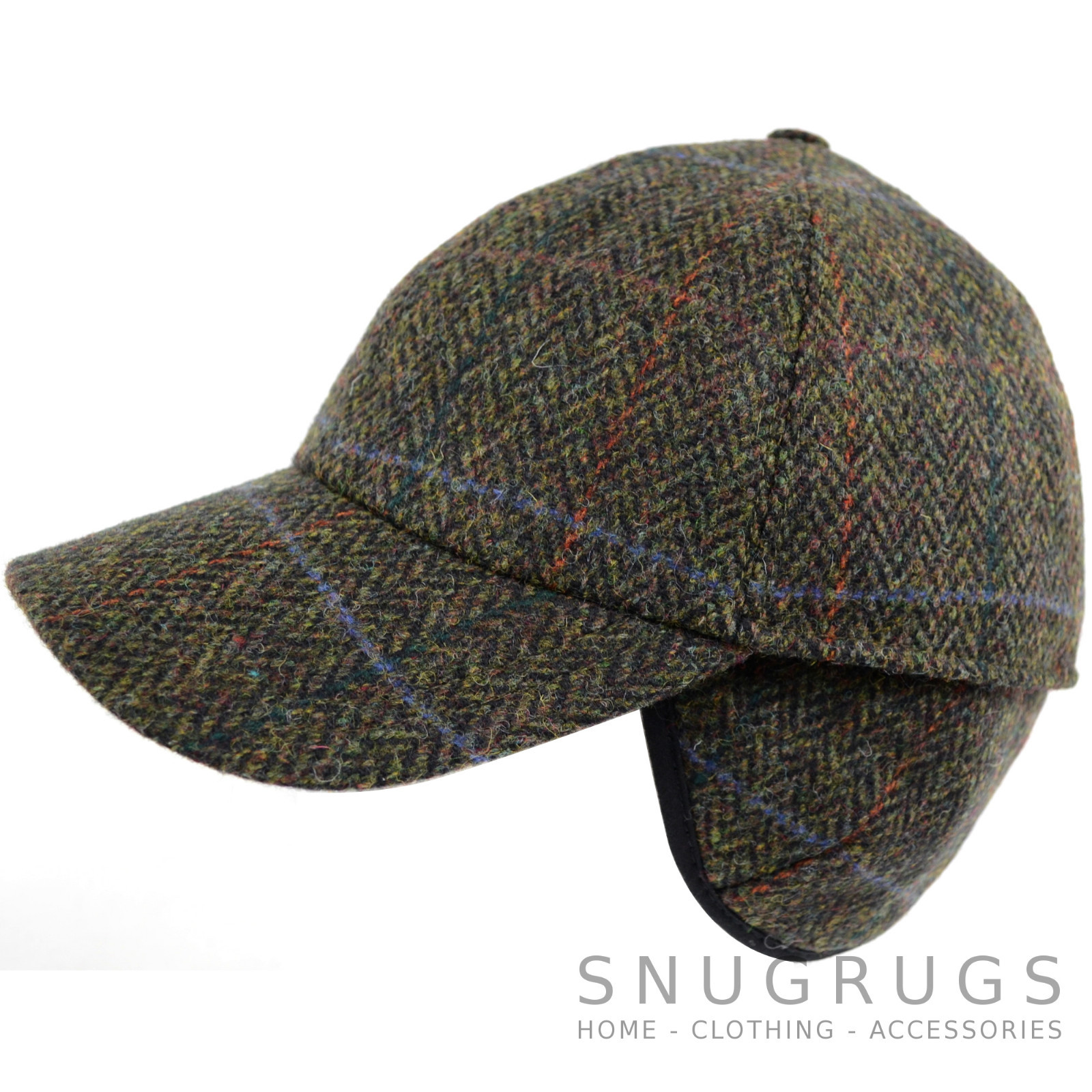 Mens 100% Wool / Tweed Shooting Baseball Cap With Fold Down Ear Flaps ...