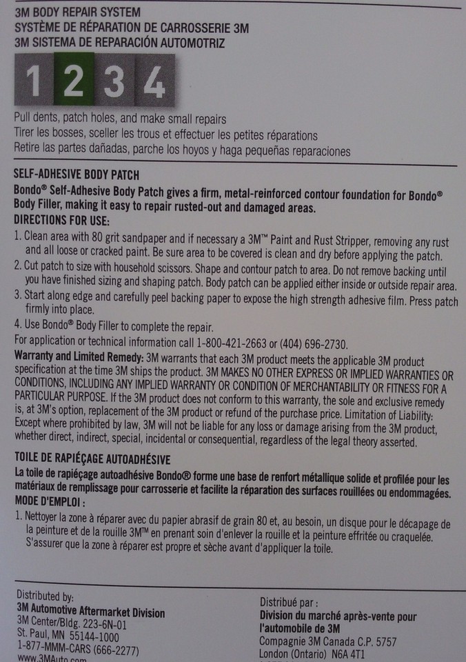 3M Bondo 932 SELF ADHESIVE PATCH Metal Mesh 2 Patches 5.9"x5.8" | eBay