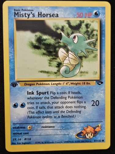 1st Edition Misty's Horsea 87/132 Gym Challenge NonHolo WoTC Pokémon ...