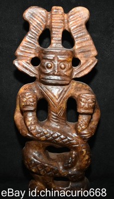 12" Old Chinese Hongshan Culture Jade Dynasty Sanxingdui Snake People ...