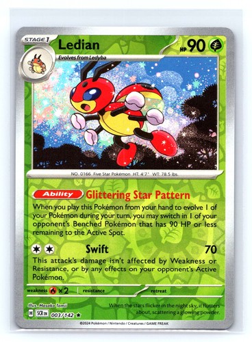 Pokemon Stellar Crown #003/142 Ledian Reverse Holo Rare tcg | eBay