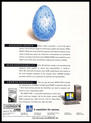 1991 DTK KEEN-3300 Computer Systems PRINT AD Retro Computers PC Blue ...