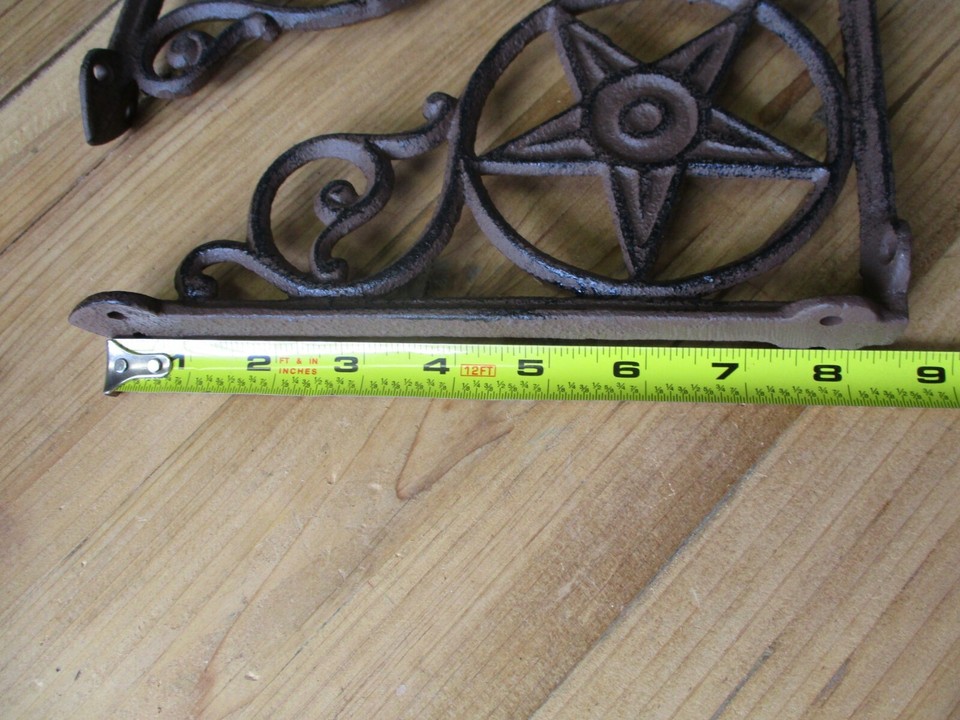 2 Cast Iron Star Brackets Garden Braces Shelf Bracket RUSTIC Corbels ...