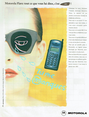 publicité Advertising 1222 1995 Motorola Flare mobile "tu me manques ...