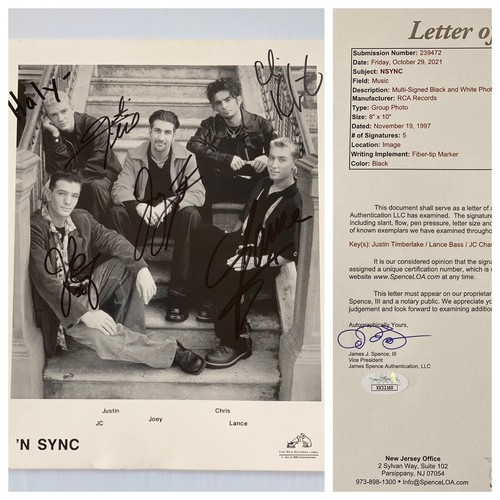 NSync Autograph 8x10 B&W 1997 Promo Photo - Signed By All 5 - JSA LOA ...