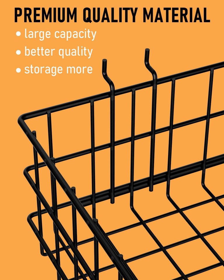 INCLY 4 Pack Pegboard Baskets Bins Set 4 Size Square Black Metal Wire ...