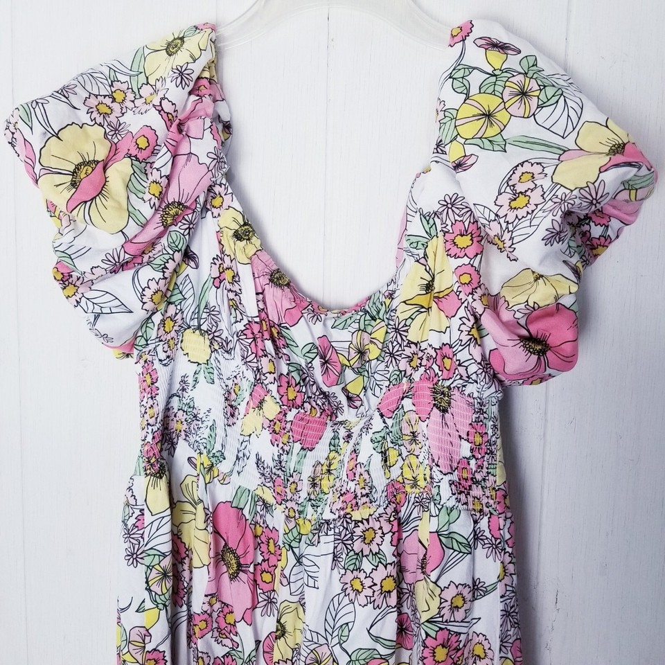 AFRM Los Angeles Romper Women Size XL Bri Off The Shoulder Pink Green ...