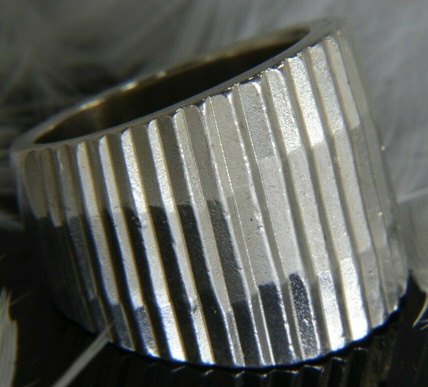 Ridged lines 3/4" vintage 0.925 Sterling Silver wide band Ring size 6.5 ...