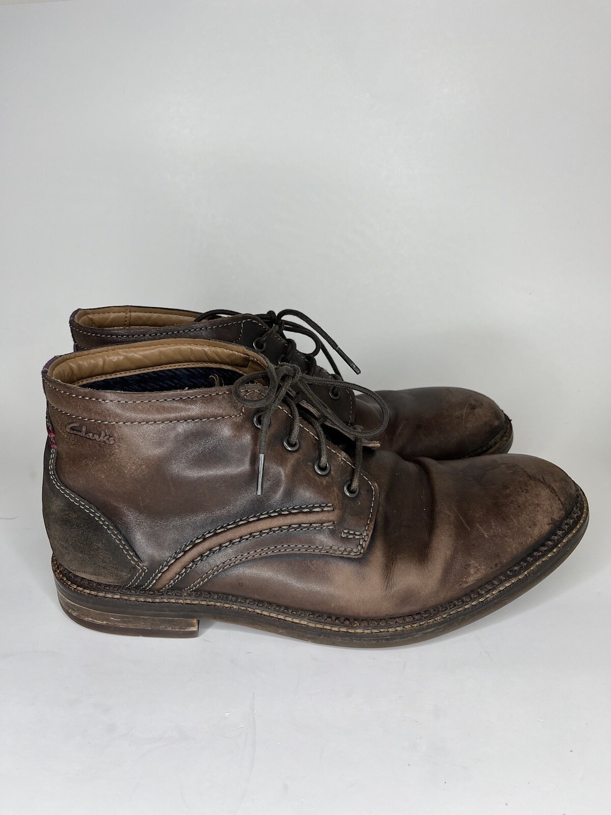 Clarks 16501 Mens Brown Suede Ankle Boots Size 8.5M Leather | eBay