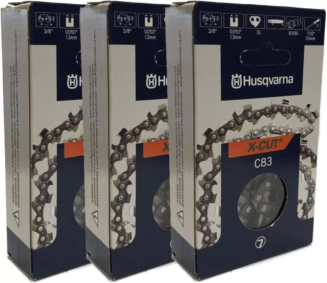 Husqvarna 3 Pack 20" C83, 3/8" pitch, .050 gauge 72DL Chains ...