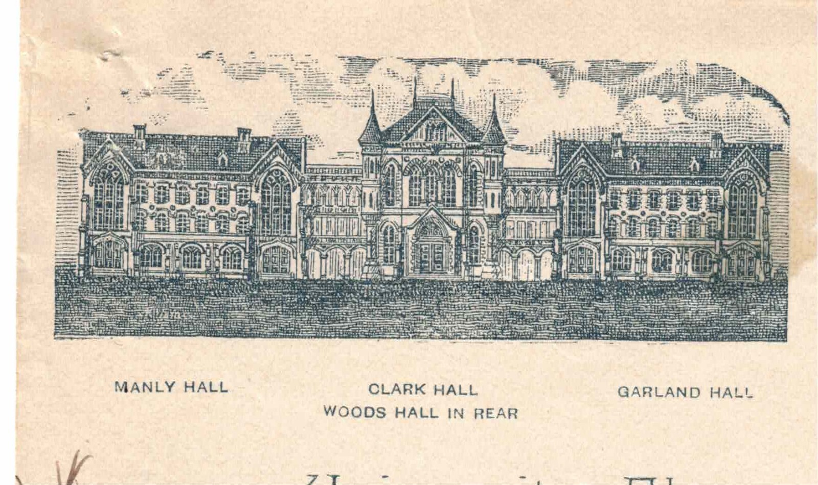1888 UNIVERSITY OF ALABAMA RECEIPT SHOWS CLARK HALL, MANLY HALL ...