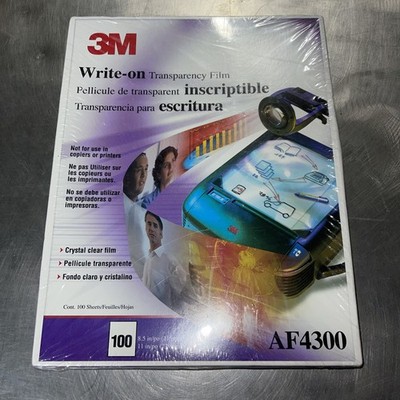 3M Write-On Transparency Film Sheets 8.5x11 AF4300 100 Sheets- New And ...