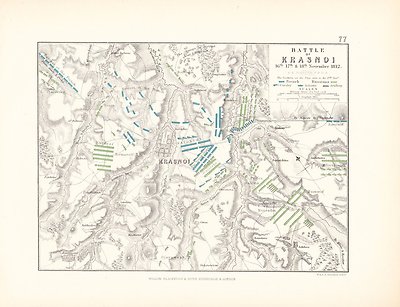MAP/BATTLE PLAN ~ BATTLE OF KRASNOI 16th 17th & 18th NOVEMBER 1812 ...