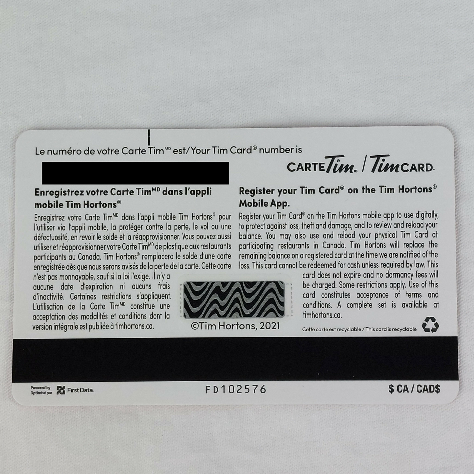 Tim Hortons 2021 Holiday Donut Snowman Reloadable Gift Card ($0 Empty ...