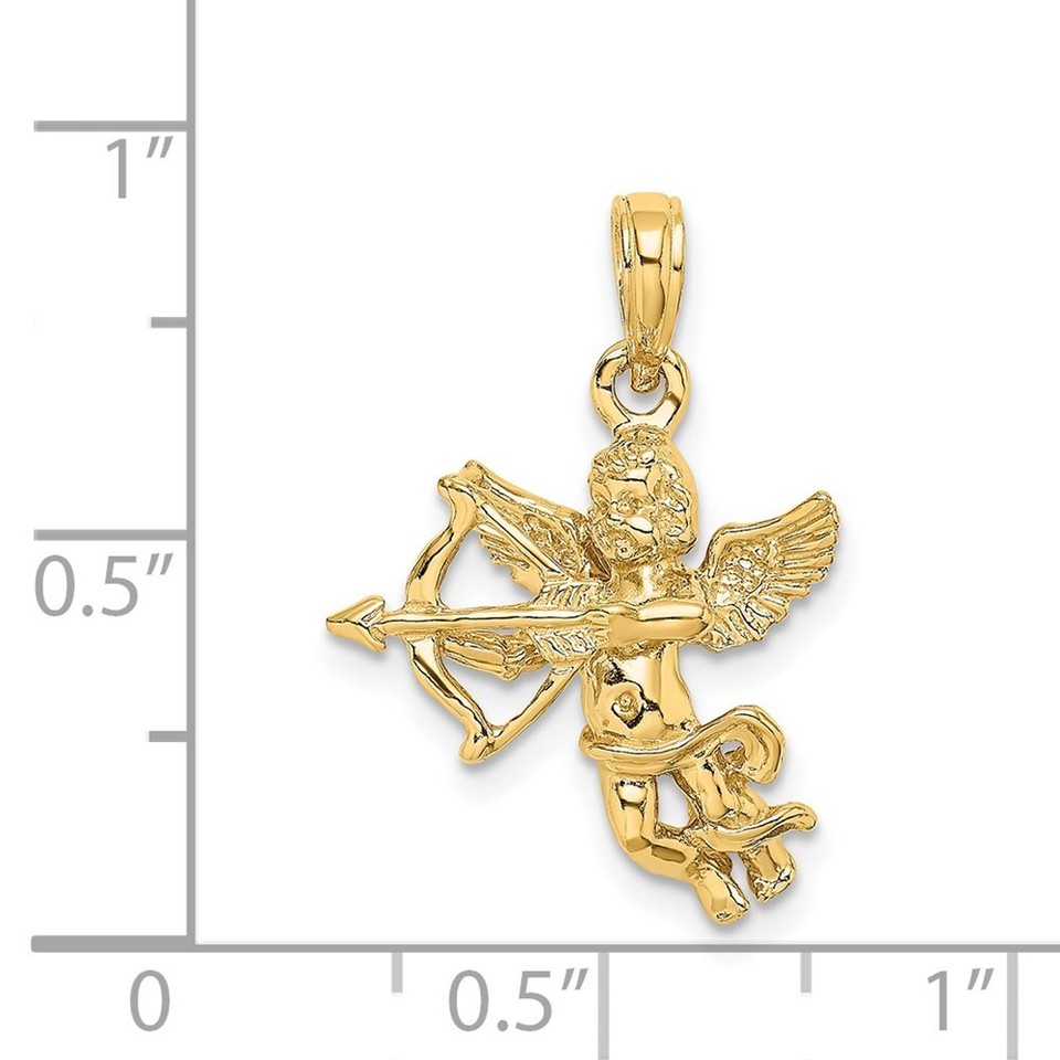 14k Yellow Gold Cupid w/Bow and Arrow Charm Pendant Gift For Women 2 ...