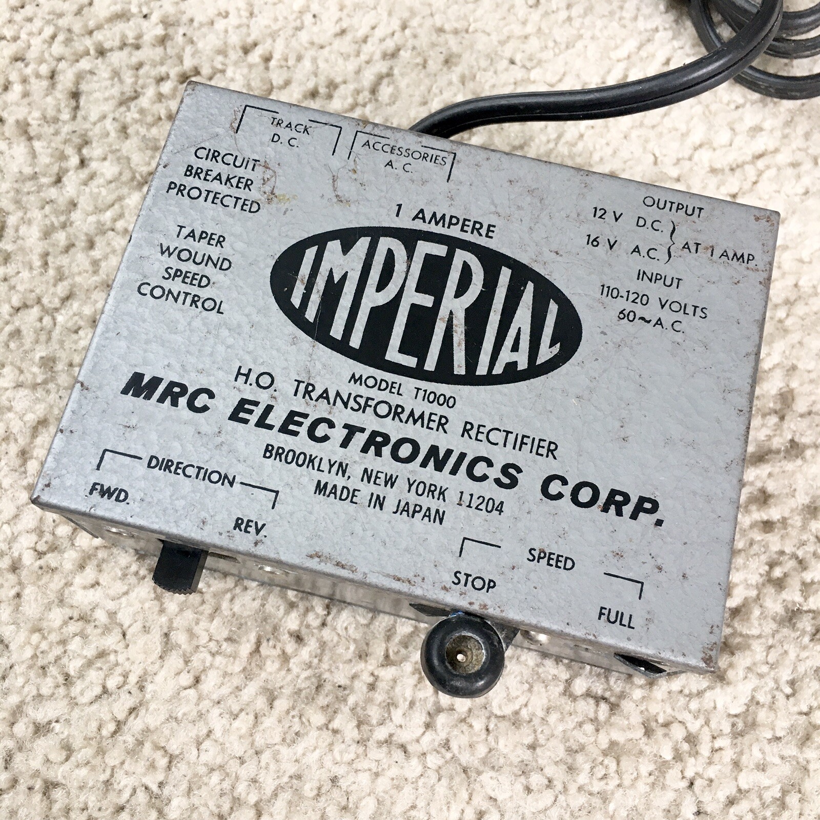 Vintage MRC IMPERIAL HO Transformer Rectifier Model T1000 - Model ...