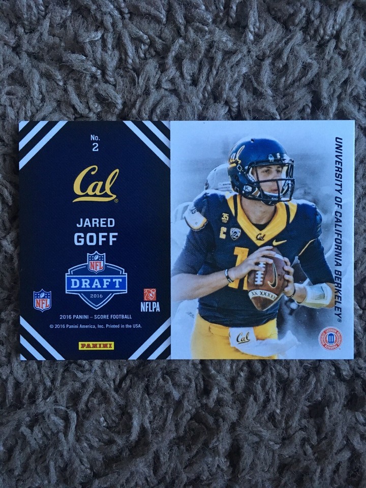 JARED GOFF 2016 PANINI SCORE ROOKIE RC DRAFT HELMET PATCH!!!!!!! | eBay