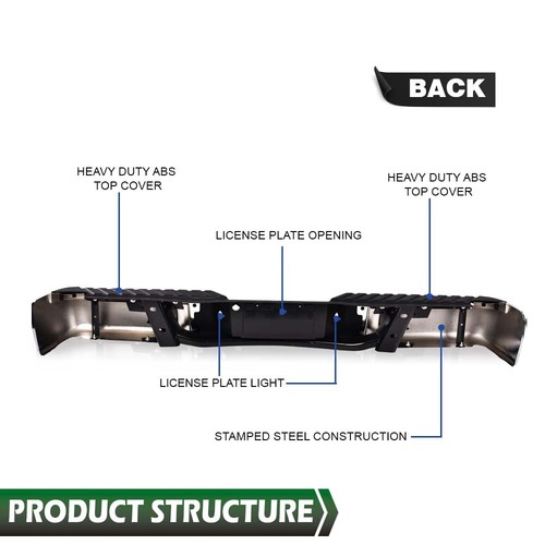 Truck Chrome Complete Rear Steel Bumper Assembly For 2009-2014 Ford ...