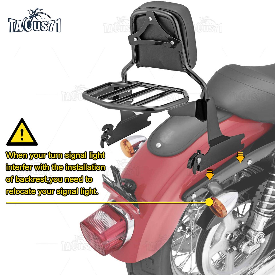 Sissy Bar Backrest Luggage Rack For Harley Dyna Fat Bob FXDF Wide Glide ...