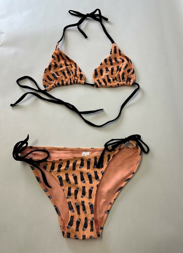 Topshop Women's Two Piece Swimsuit Orange Parrot Print Size US8 Retail ...