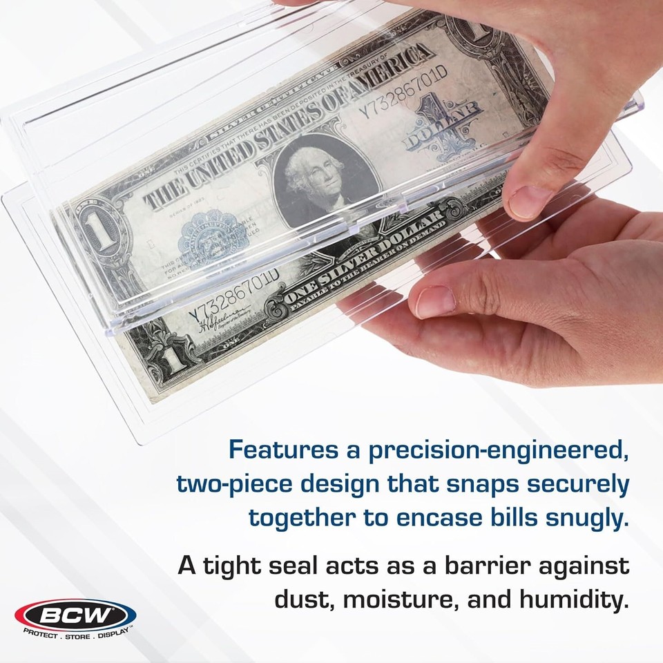 Banknote Snaplock UNC Currency Protector BCW Holder Large US Size 1 ...