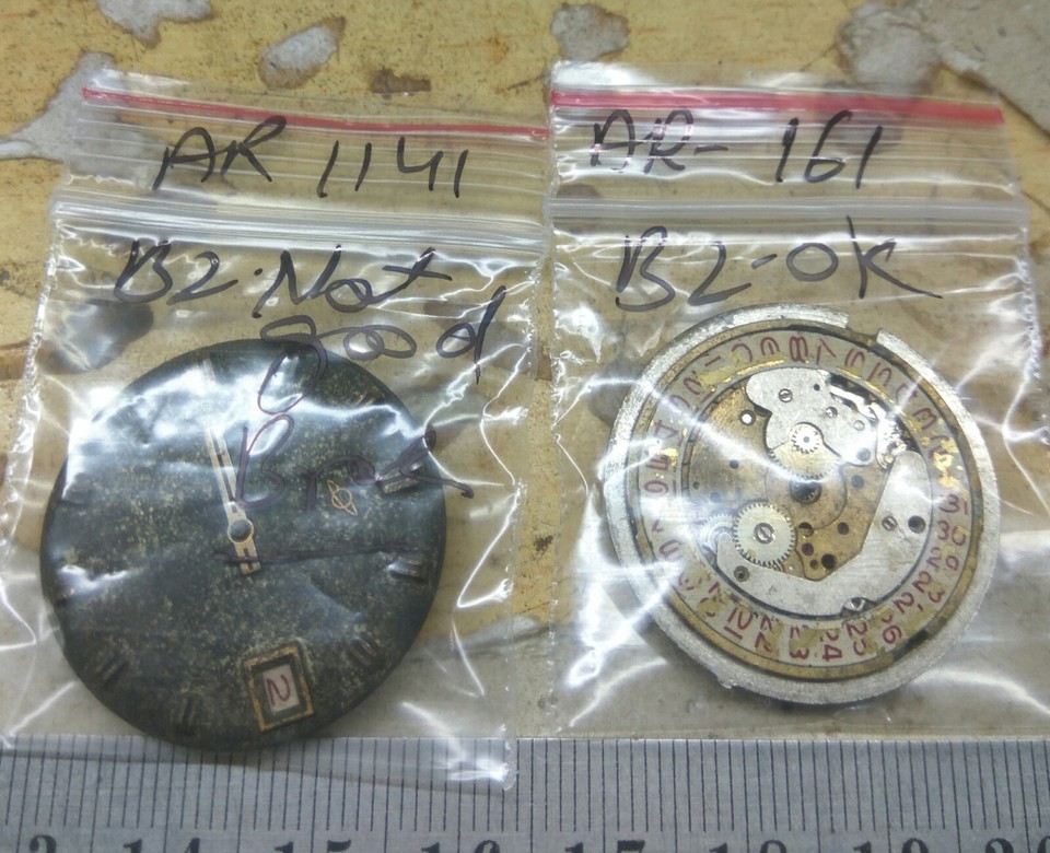 LOT OF 2pc USED ENICAR AR-161 & AR-1141 WATCH MOVEMENT FOR PARTS ...