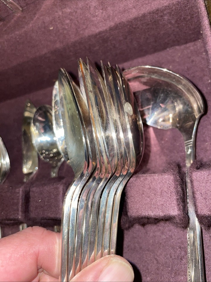 VTG 57pc Deluxe Silverware Prestige Plate Grenoble 1938 4 Star Heirloom ...